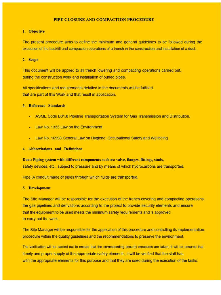 Procedure For Backfilling and Compaction of Trench | PDF | Pipe (Fluid ...