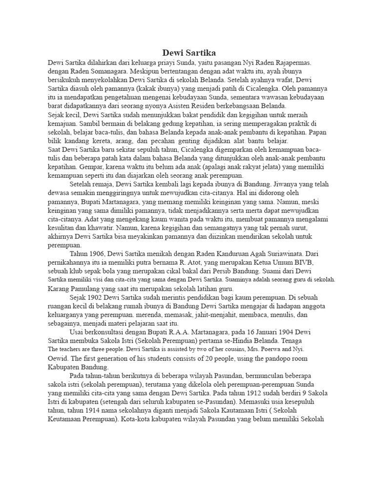 Biografi Dewi Sartika | PDF