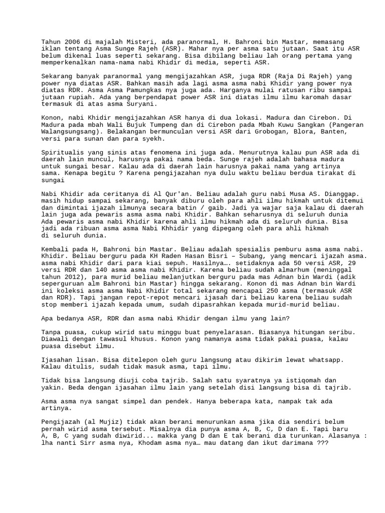 Asma Sunge Rajeh: Sejarah dan Ijazah | PDF