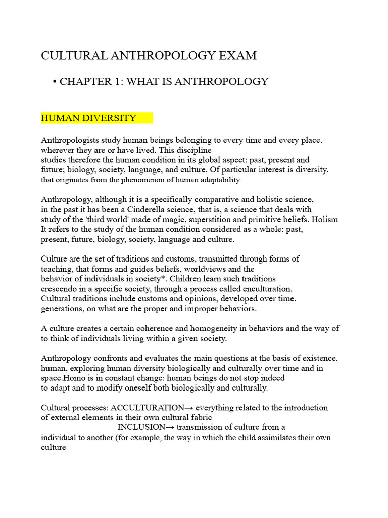 Overview of Cultural Anthropology Exam | PDF | Anthropology | Franz Boas
