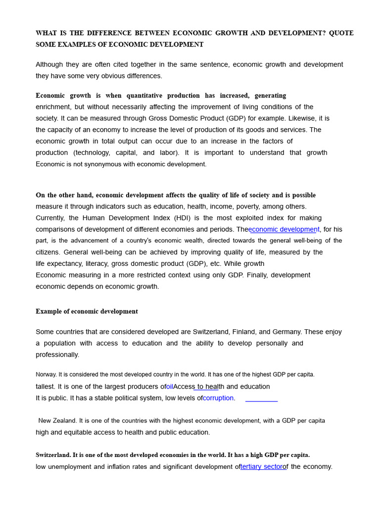 What Is The Difference Between Economic Growth and Economic Development ...