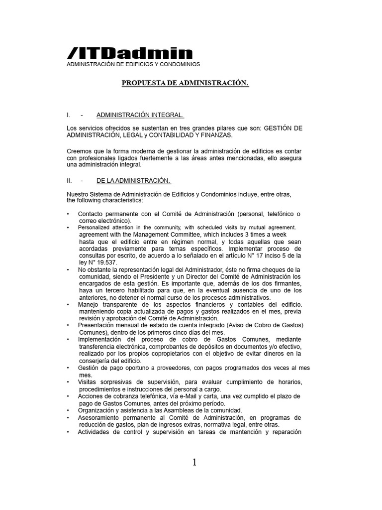 Propuesta de Administración Servicios VDadmin WWW - Tucondominio.cl ...