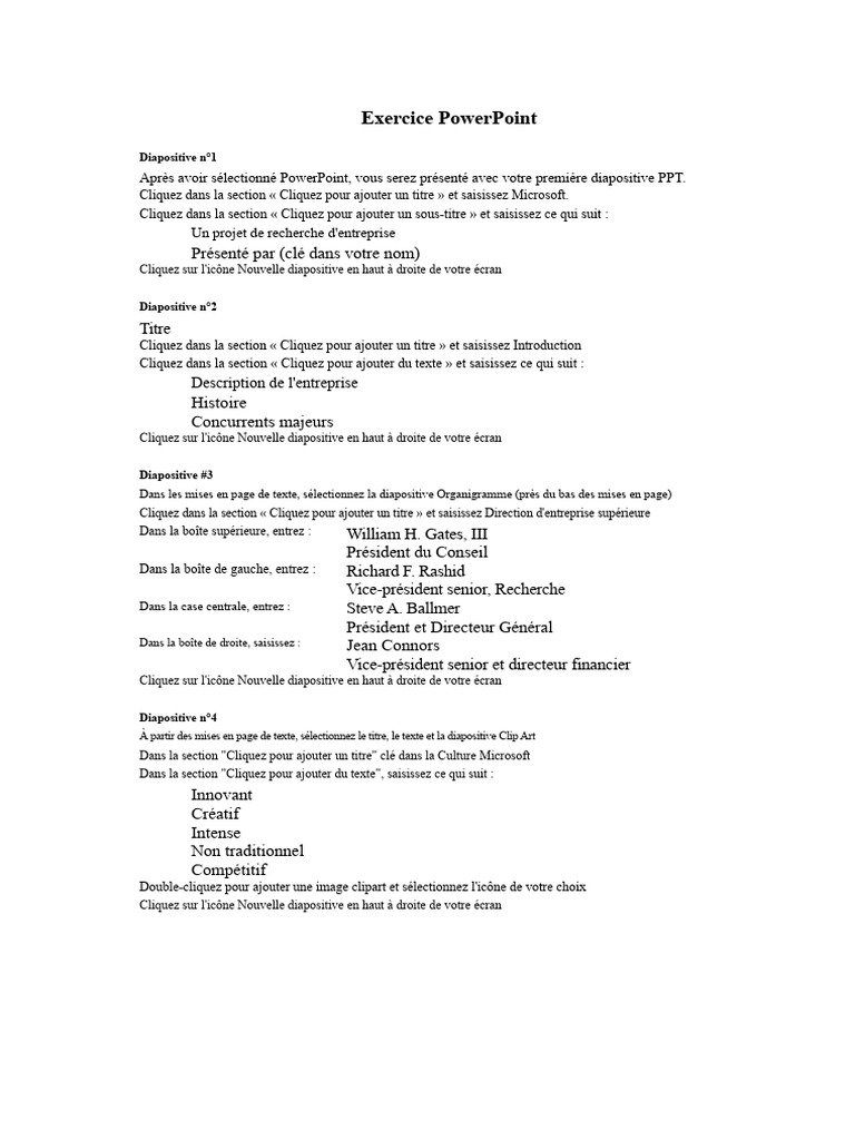 Exercice PowerPoint | PDF | Microsoft Powerpoint | Informatique