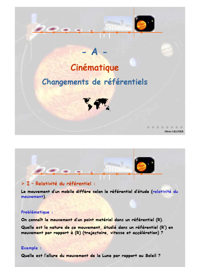 Cinématique et Référentiels en Mouvement | PDF | Mouvement de rotation ...