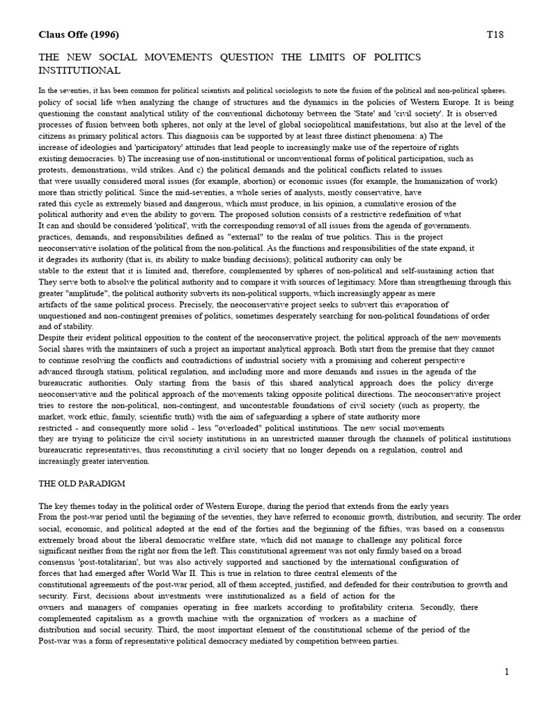 New Social Movements and Political Limits | PDF | Social Movements ...
