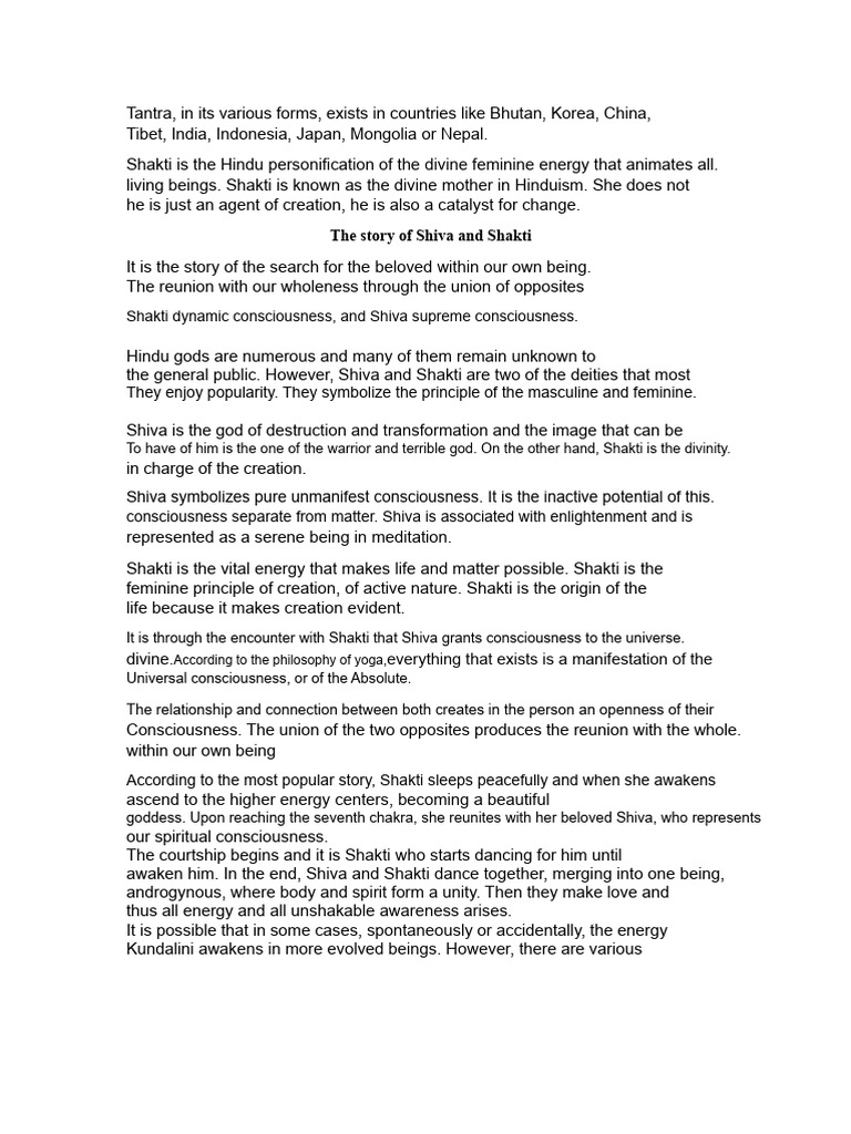 The Story of Shiva and Shakti | PDF | Shiva | Tantra