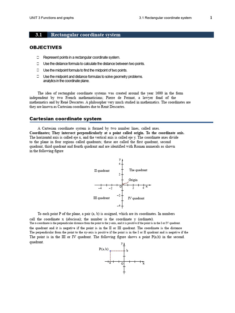 Cartesian Coordinate System Overview | PDF | Cartesian Coordinate ...