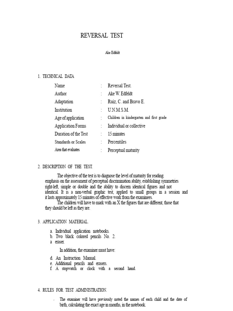 Test Reversal Interpretation | PDF
