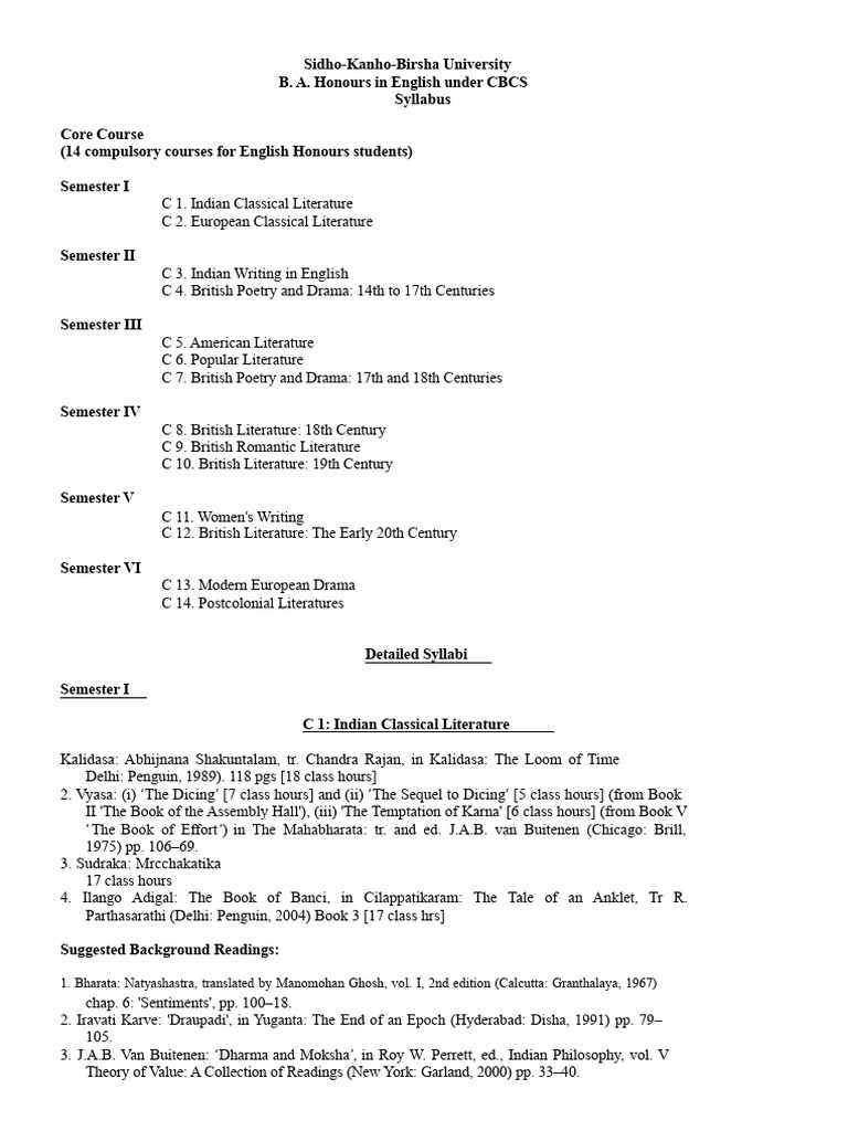 SKBU-English-CBCS-Final Syllabus? | PDF | Communication | John Keats