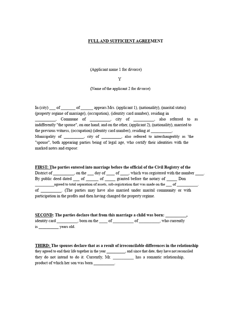 Base of Complete and Sufficient Notarial Agreement Model | PDF ...