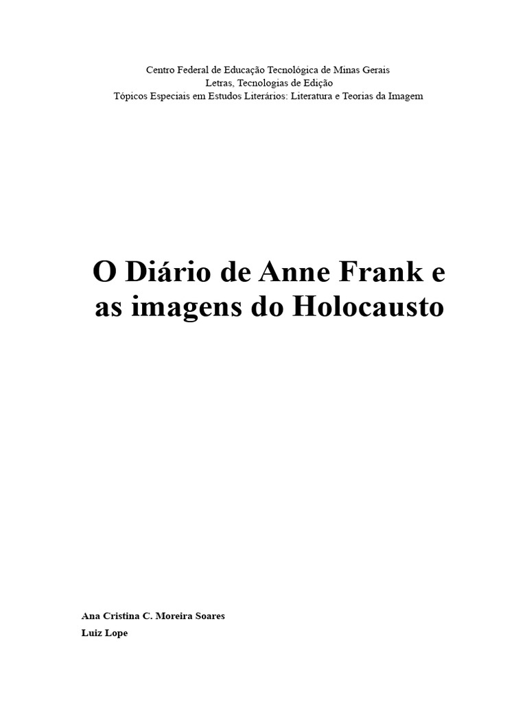 Anne Frank: Imagens do Holocausto e Memória | PDF | Anne Frank | O ...