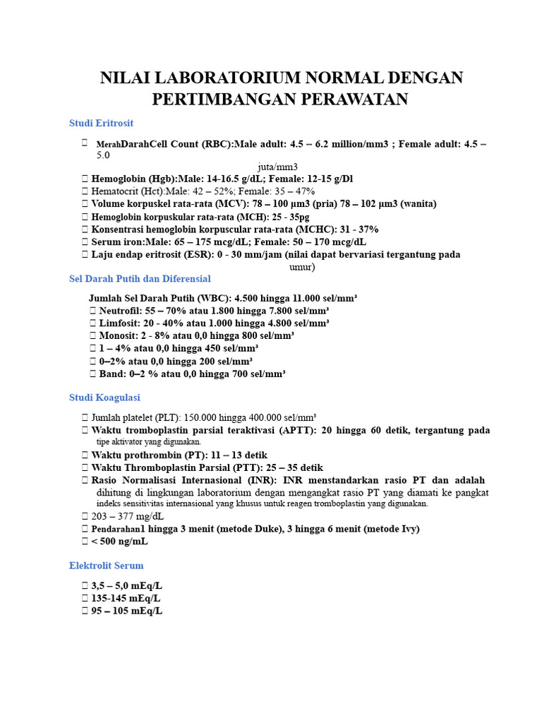 Nilai Laboratorium Normal | PDF