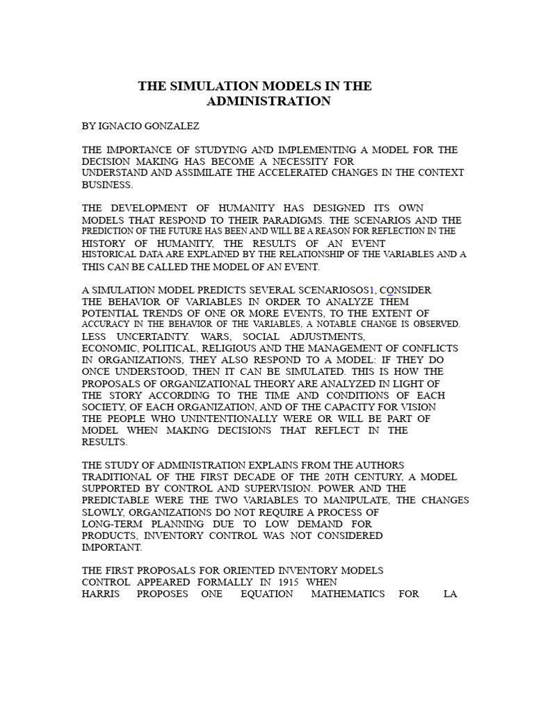 Simulation Models in Management | PDF | Simulation | Decision Making
