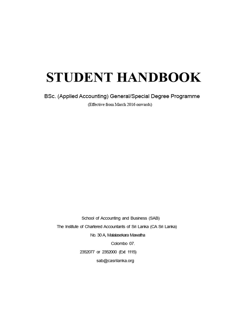 BSc Applied Accounting Student Handbook | PDF | Macroeconomics | Accounting