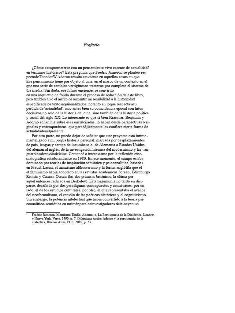 Bratu Hansen Cine y Experiencia | PDF | Experiencia | La teoría crítica