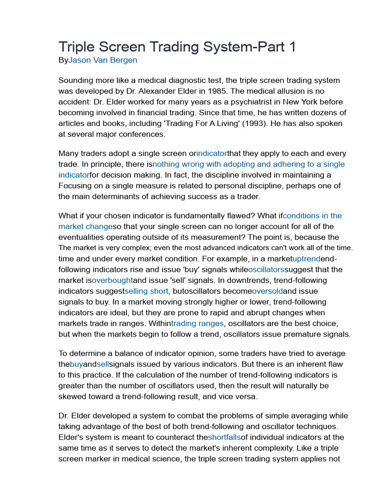 Triple Screen Trading System | PDF | Market Trend | Financial Markets