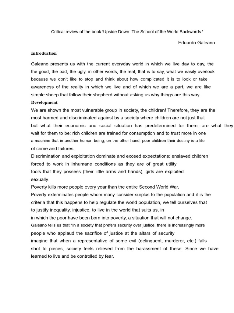 Review of Upside Down. The School of The World Turned Upside Down. | PDF | Justice | Crime ...