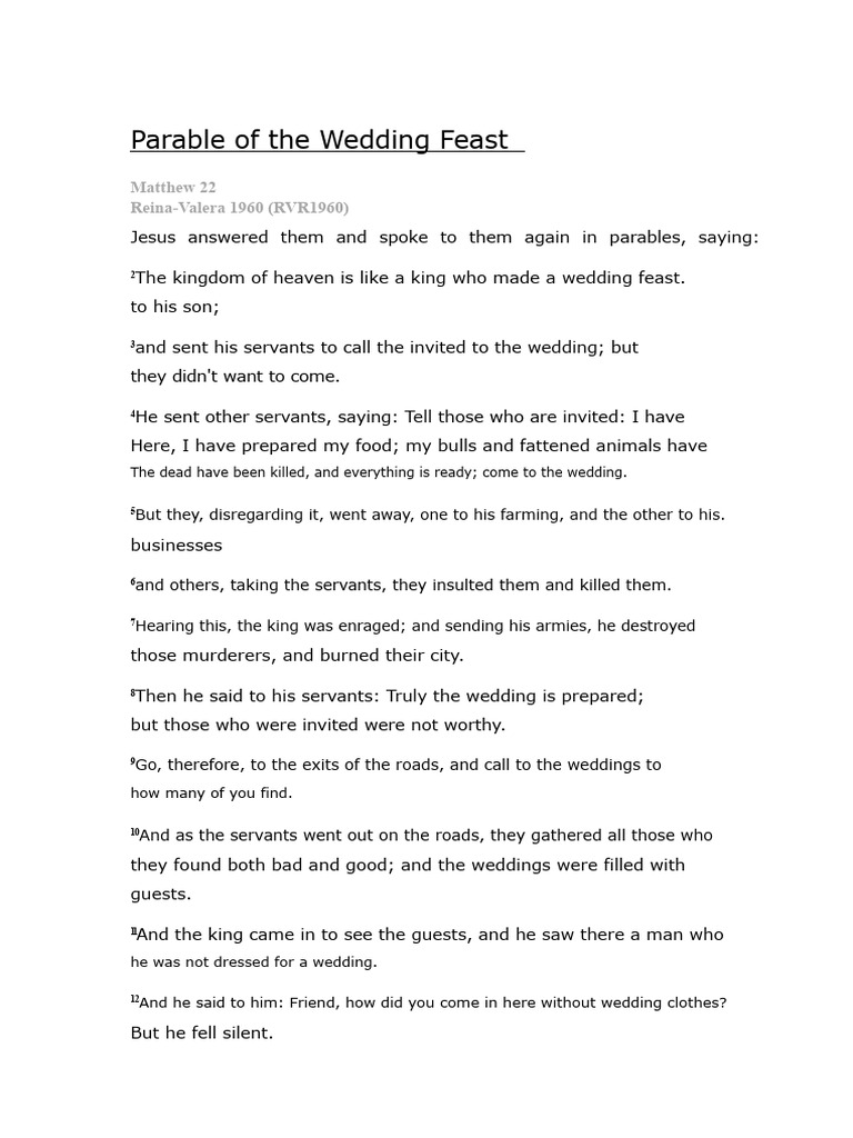 Wedding Feast Parable Explained | PDF | Religious Belief And Doctrine ...
