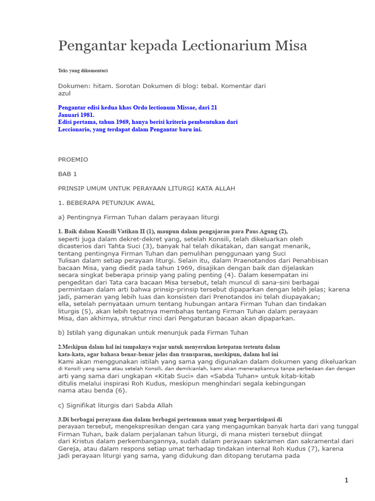 Pengantar Lectionarium Misa | PDF