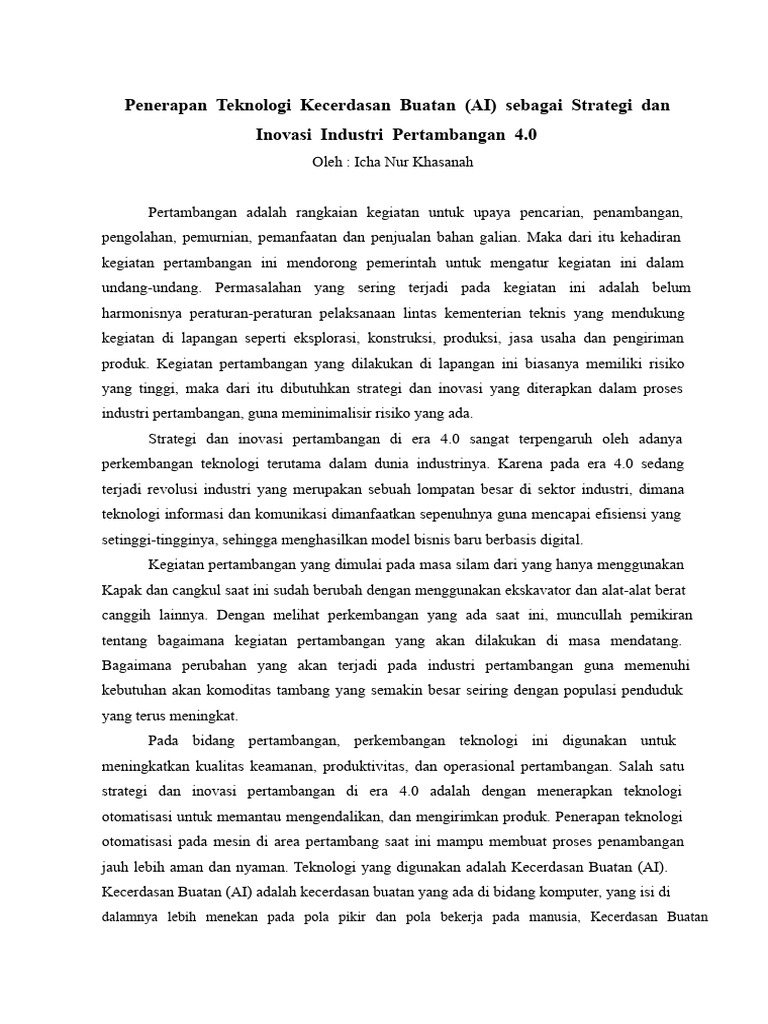 Contoh Esai Industri Pertambangan | PDF
