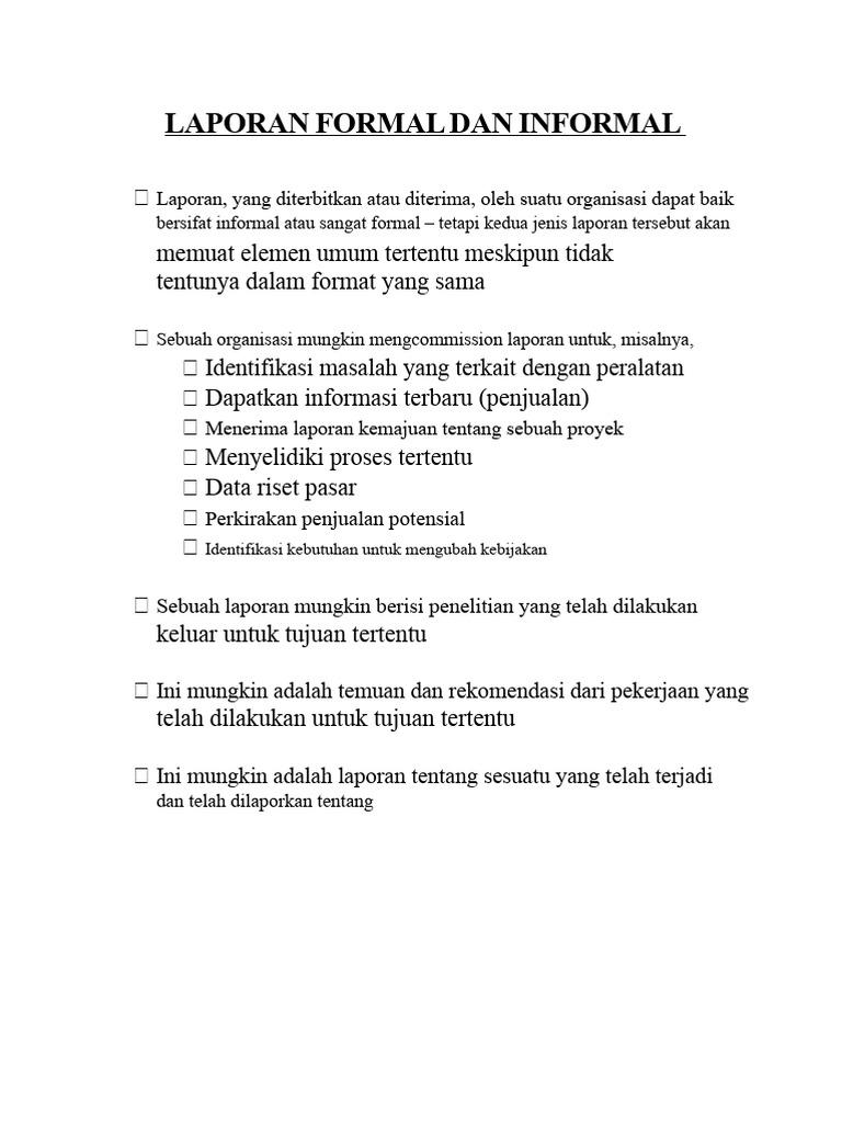 Panduan Laporan Formal dan Informal | PDF