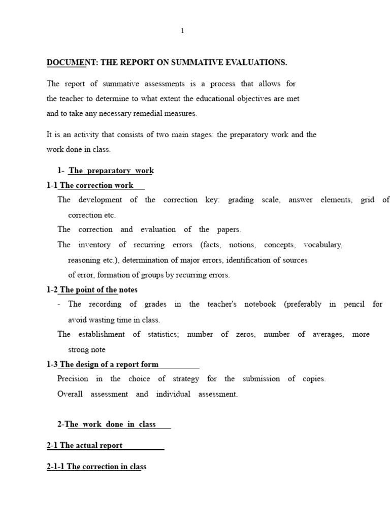 Report On Summative Evaluations | PDF | Educational Assessment | Pedagogy