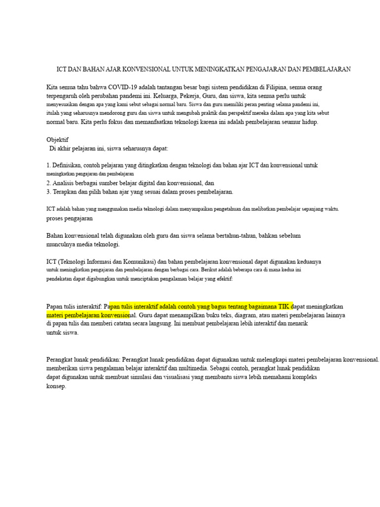 Ict Dan Bahan Pembelajaran Konvensional Untuk Meningkatkan Pengajaran ...