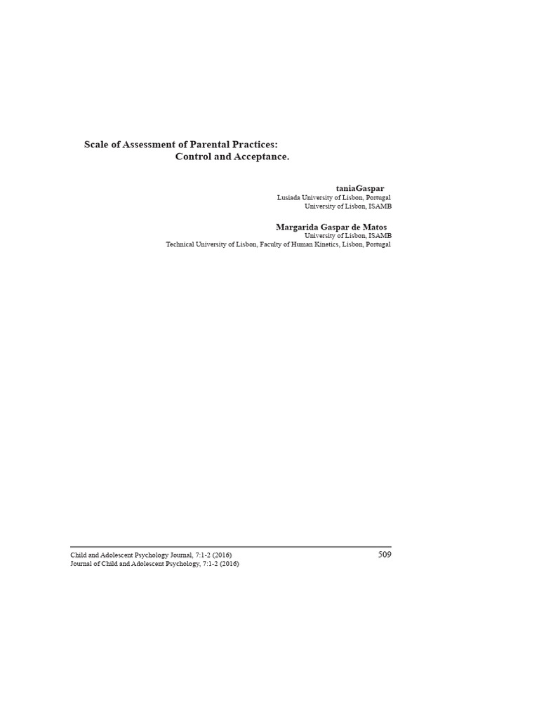 Parental Assessment Scale | PDF | Parenting | Psychometrics