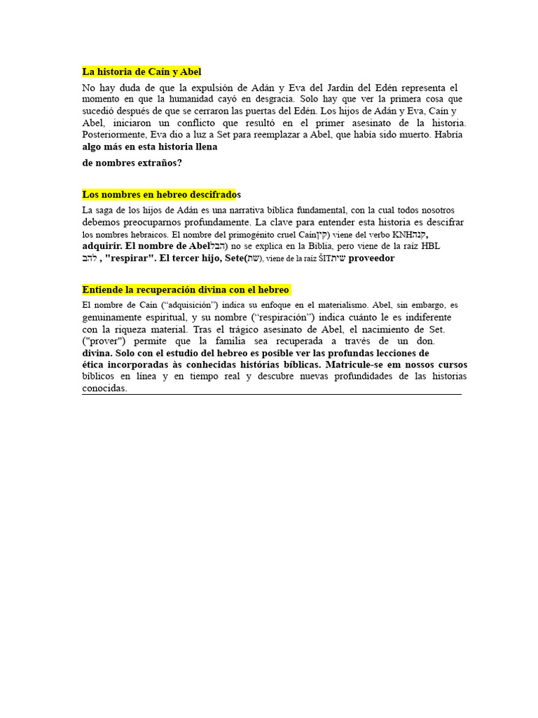 La Historia de Caín y Abel | PDF