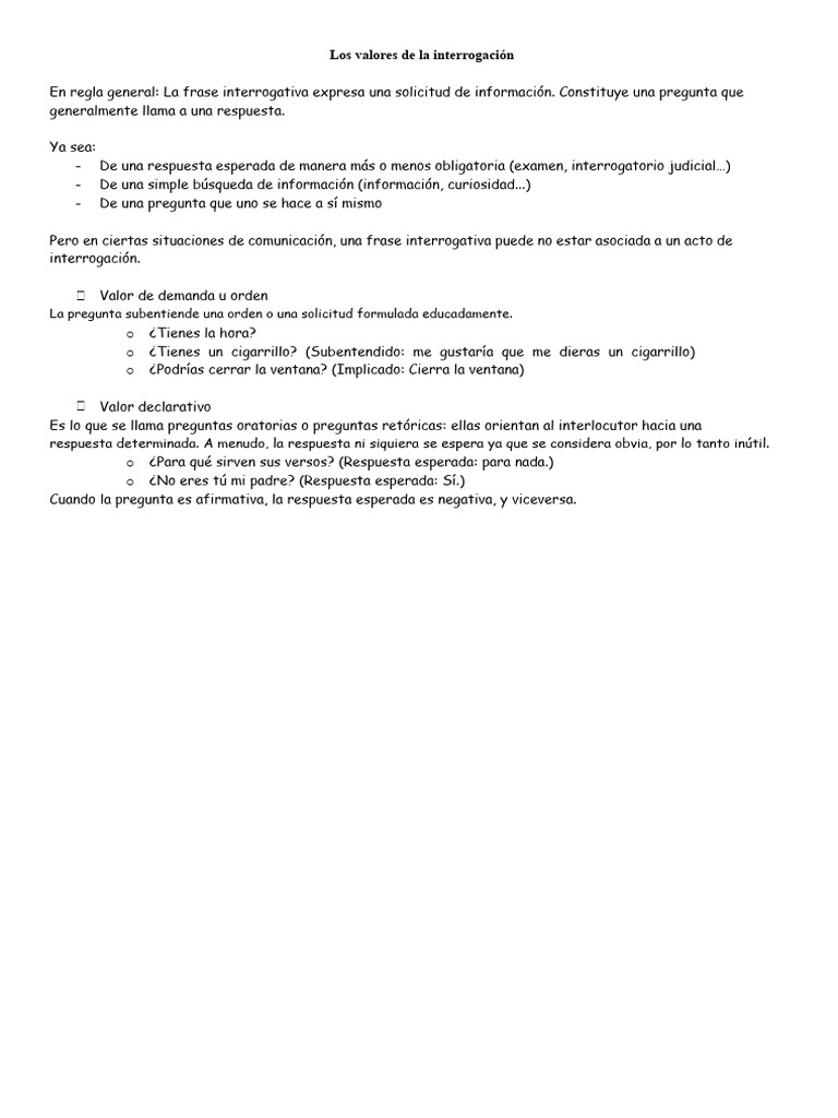 Los Valores de la Interrogación | PDF