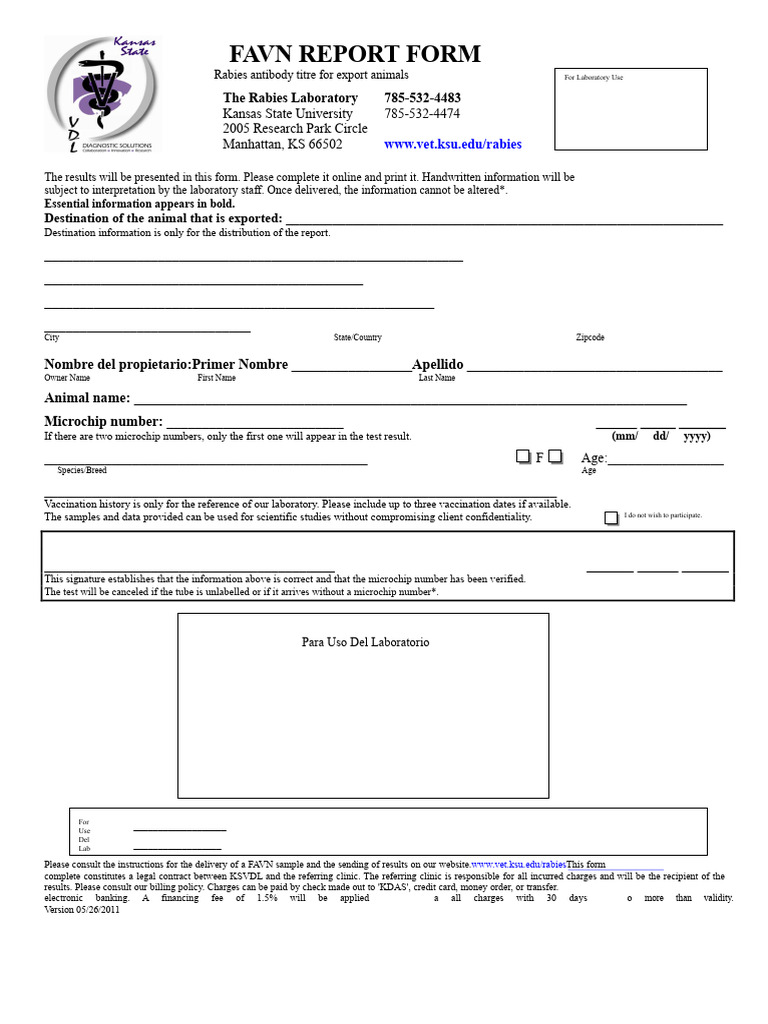 FAVN Rabies Test Submission Guide | PDF