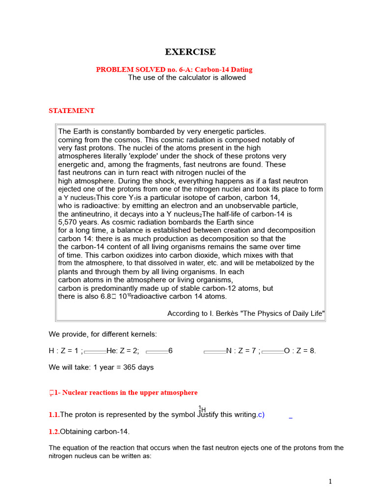 Carbon-14 Dating Explained | PDF | Radioactive Decay | Atomic Nucleus