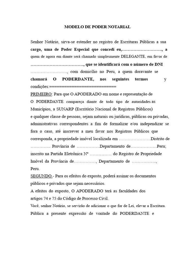 Modelo de Poder Notarial | PDF