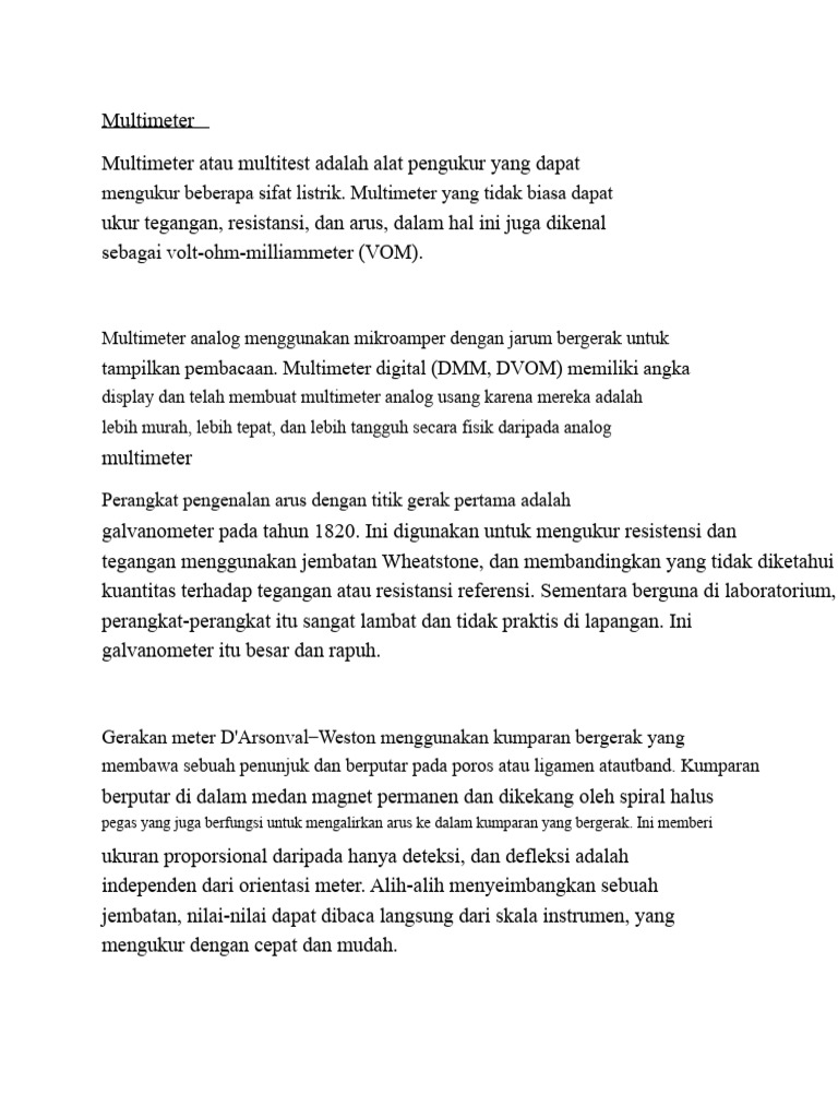 Sejarah dan Fungsi Multimeter | PDF