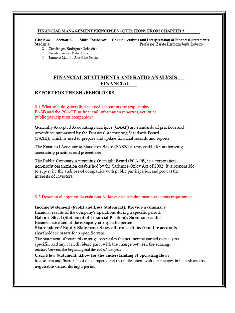 Financial Statements and Financial Ratio Analysis | PDF | Debt | Investing
