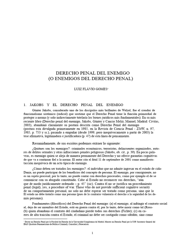 Derecho Penal del Enemigo de Jakobs | PDF | Derecho penal | Castigos