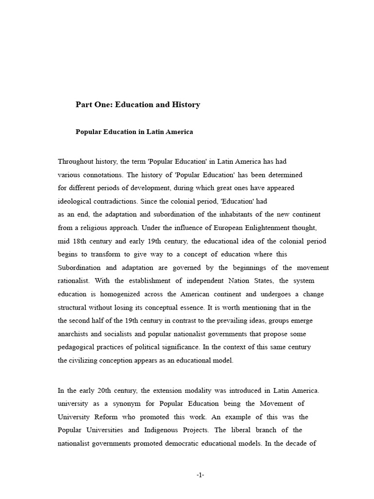 History of Popular Education in Latin America | PDF | Age Of ...