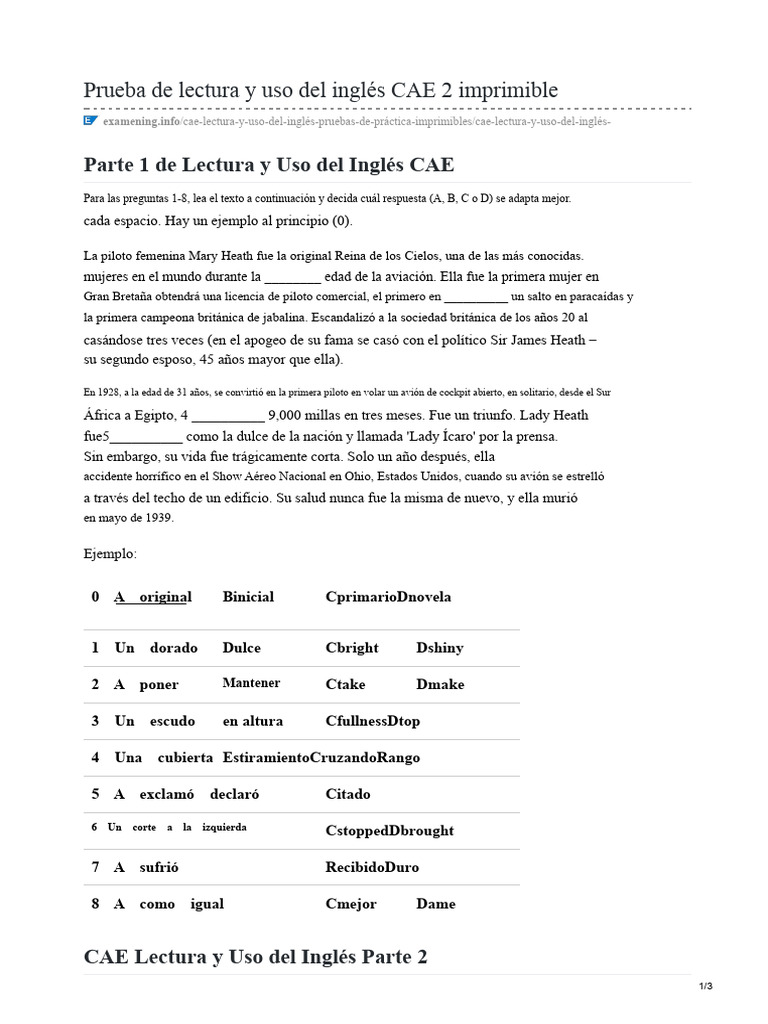 Engexam - info-CAE Lectura y Uso Del Inglés Prueba de Práctica 2 Imprimible PDF | PDF