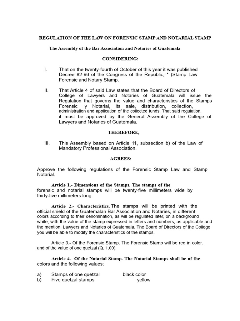 Regulation of The Forensic and Notarial Stamp Law PDF | PDF | Notary ...