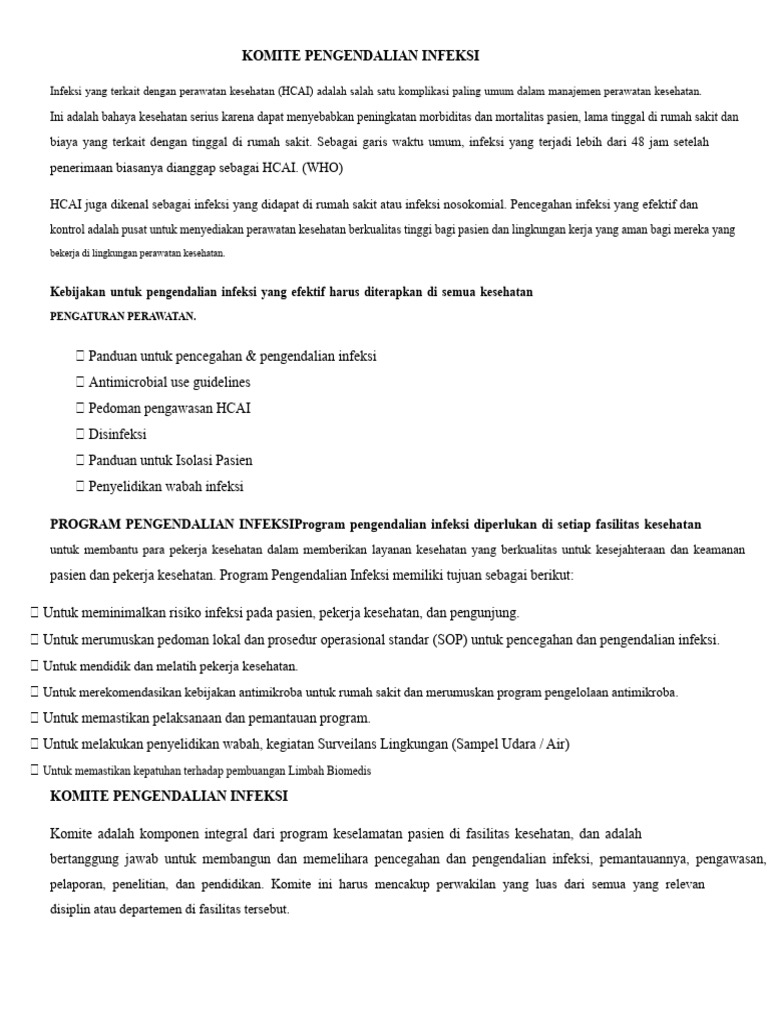 Panduan Pengendalian Infeksi HCAI | PDF