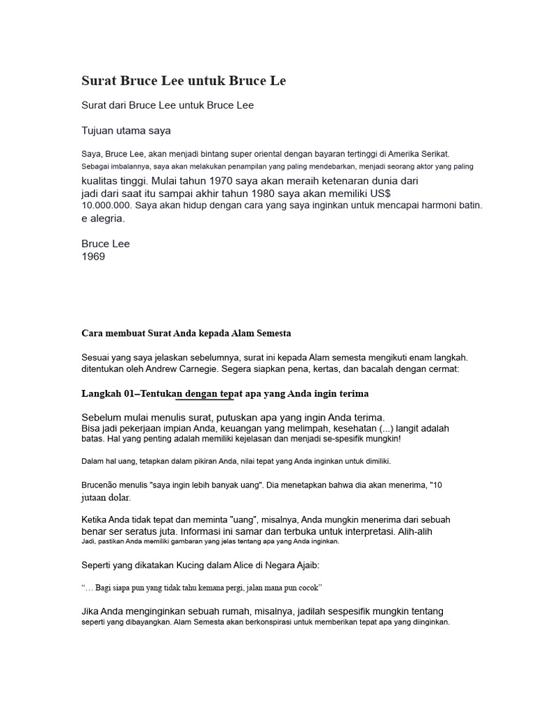 Cara Membuat Surat Bruce Lee Anda | PDF