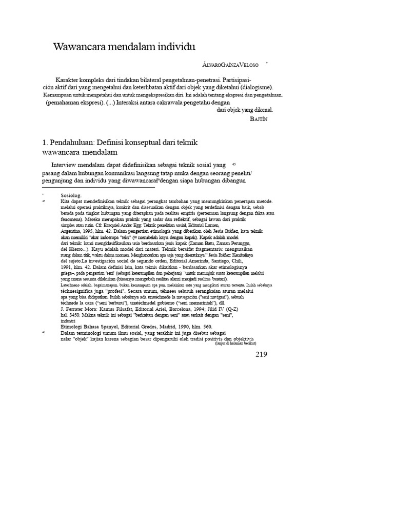 Wawancara Mendalam (Gainza, 2006) (Hlm. 219-274) | PDF