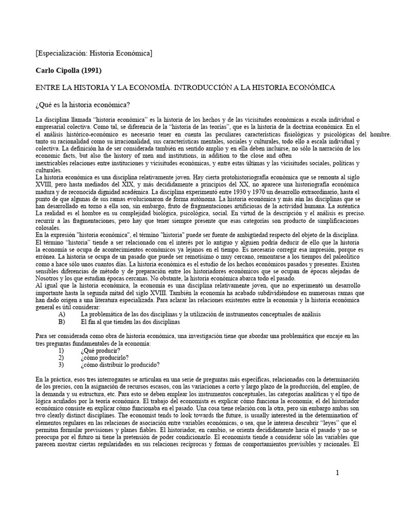 Introducción a la Historia Económica | PDF | Historiador | Historia ...