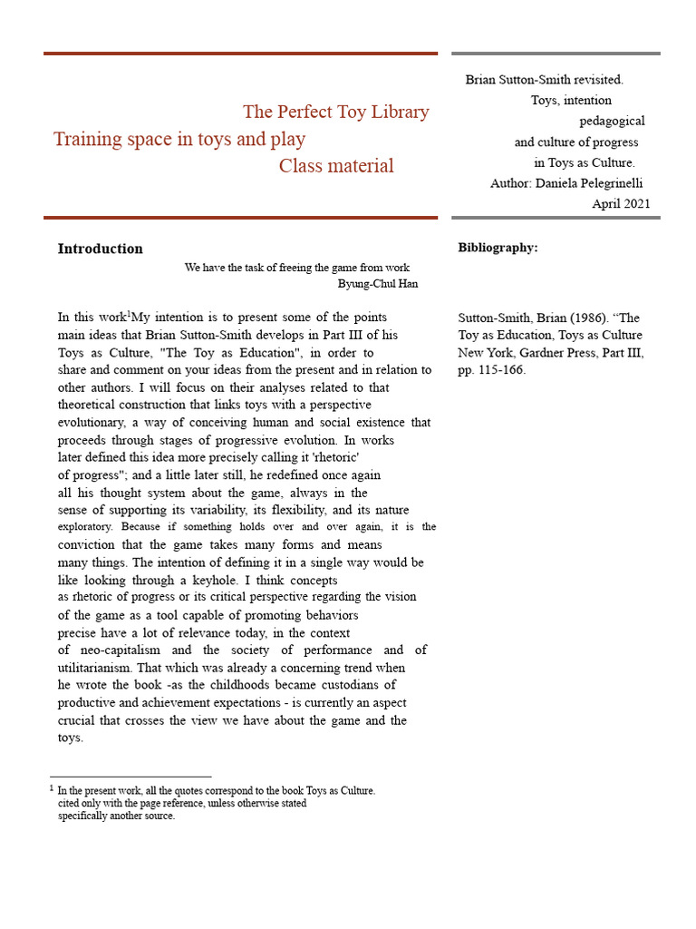 The Role of Toys in Child Education | PDF | Toys | Psychology