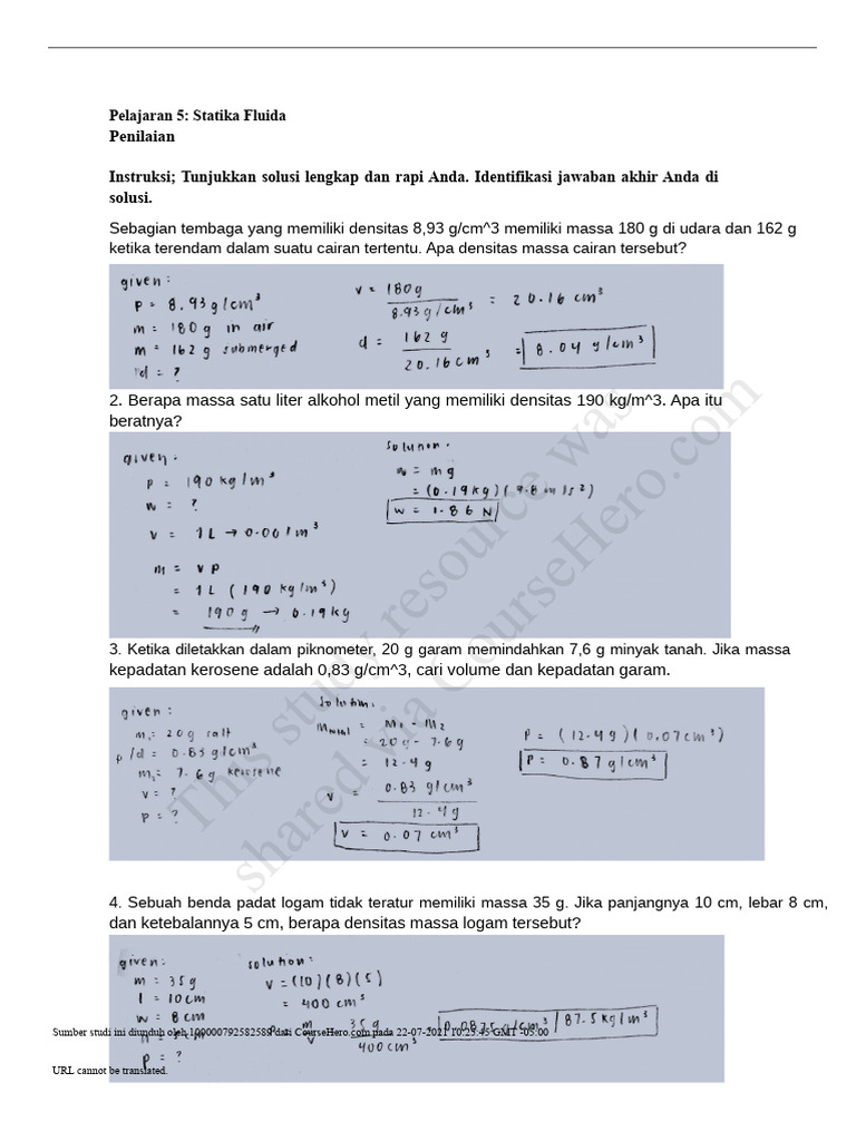 Penilaian Statika Fluida | PDF