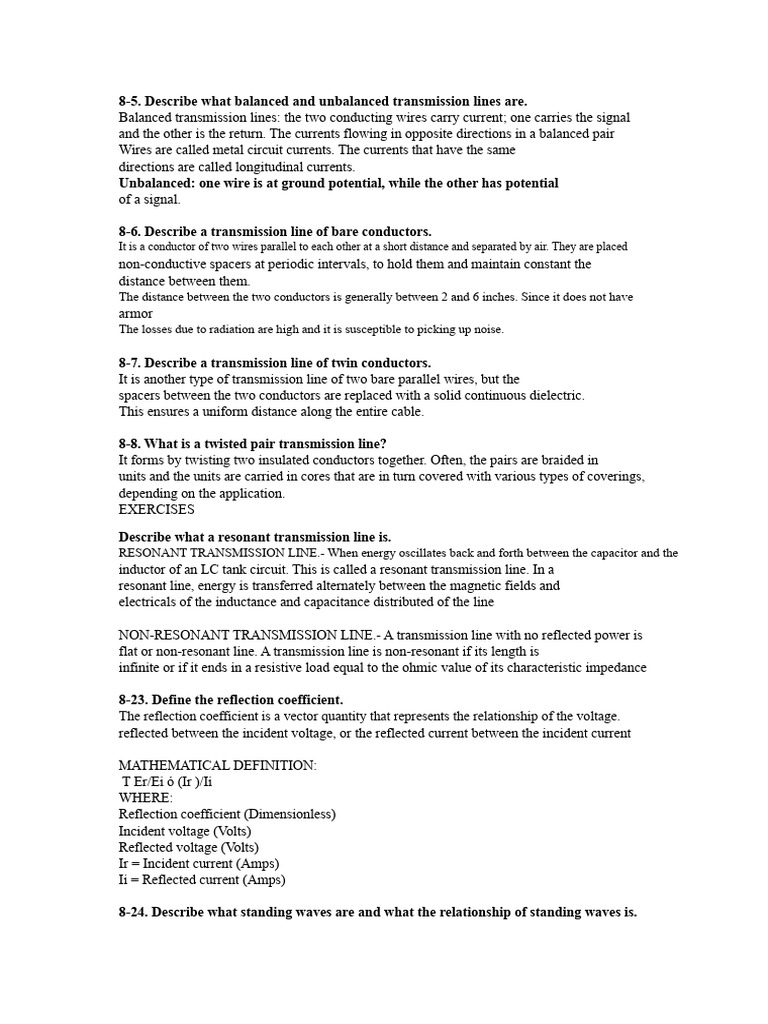 Tomassi Exercises Chapter 8 Solved | PDF | Transmission Line | Electric Power Transmission