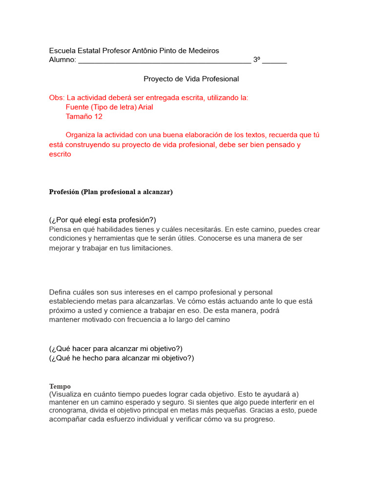 Proyecto de Vida Profesional | PDF