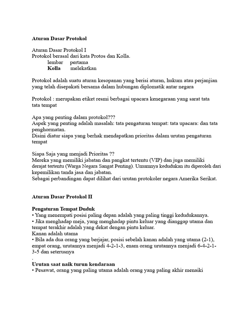 Aturan Dasar Protokol | PDF