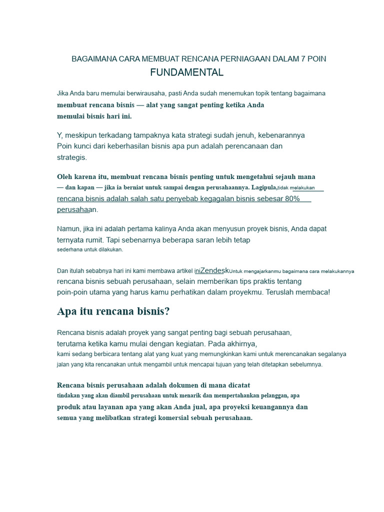 Cara Menyusun Rencana Bisnis Dalam 7 Poin Penting | PDF