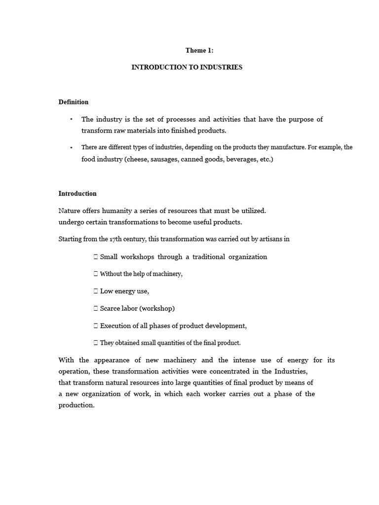 Overview of Industry Types and Evolution | PDF | Industrial Revolution ...